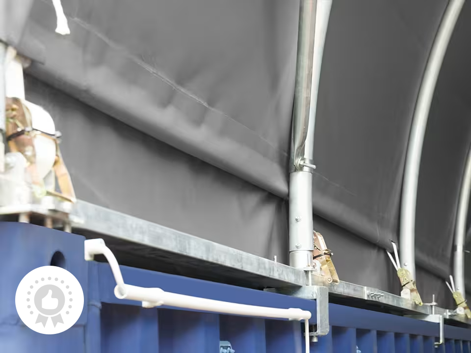 10x12m Container Tent Garage – PRIMEtex, Grey, Steel Frame – TIM-DAM