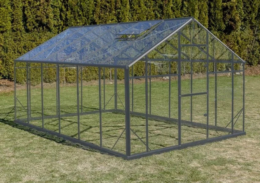 Glass Greenhouse L-Series 2.2m | Black/Anthracite | Delivery Included ...